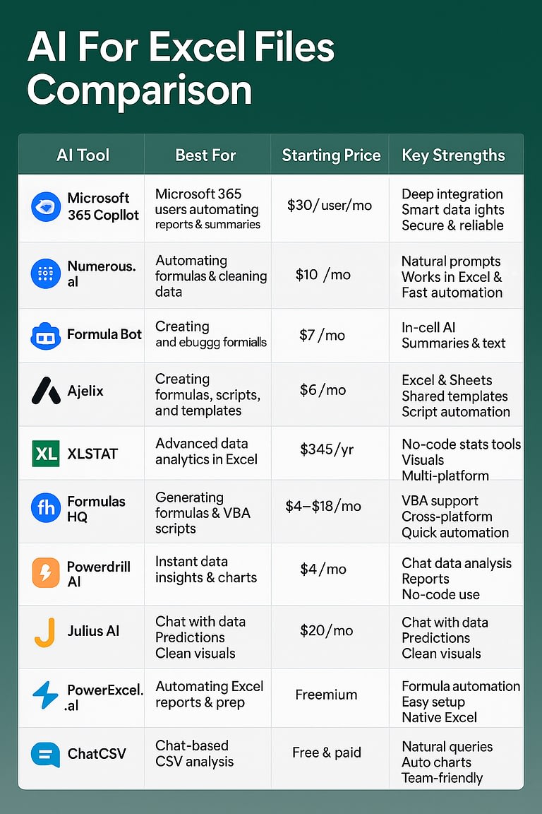 11 Best AI For Excel Files That Transform Your Workflow in 2026