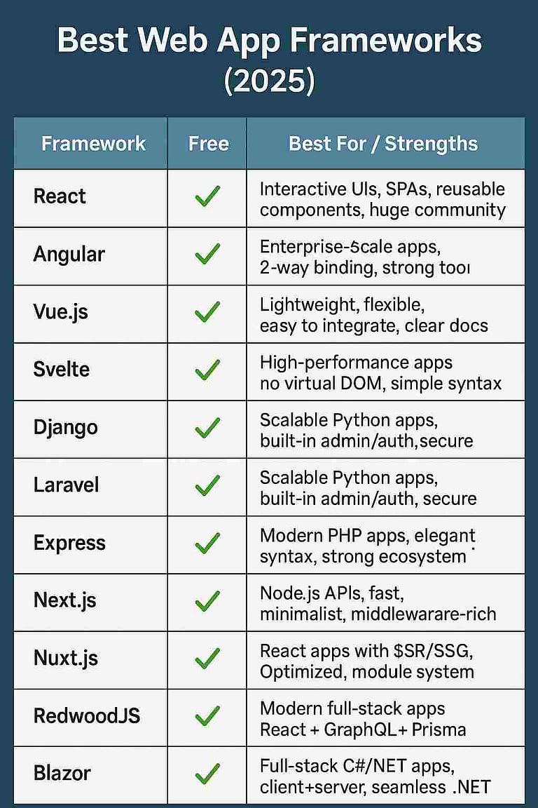 13 Best Frameworks for Building Modern Web App in 2025