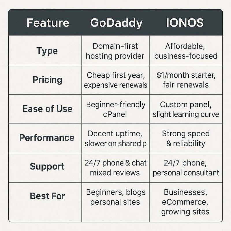GoDaddy vs IONOS: Which Hosting Service is Best for Your Websites?