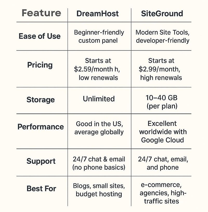 DreamHost vs SiteGround: Which Web Hosting Should You Choose?